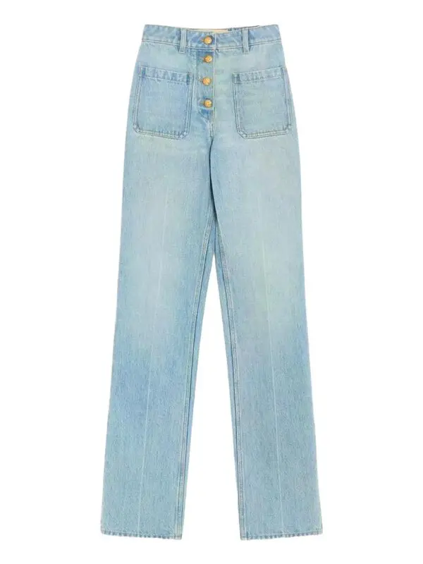 Valentino Garavani Denim Trousers With Vlogo Buttons - Blue
