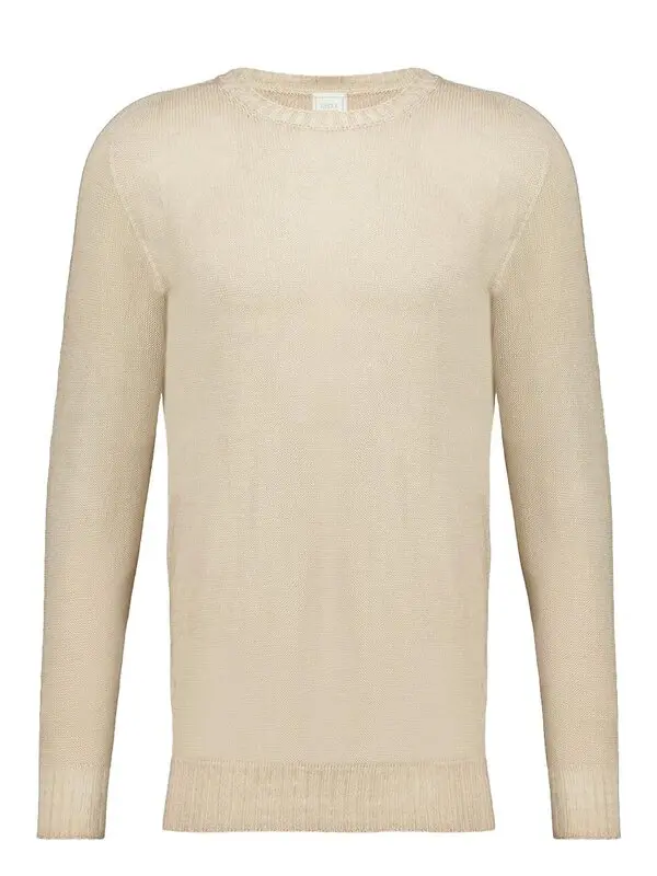 120% Lino Soft Linen Knit Sweater - Beige