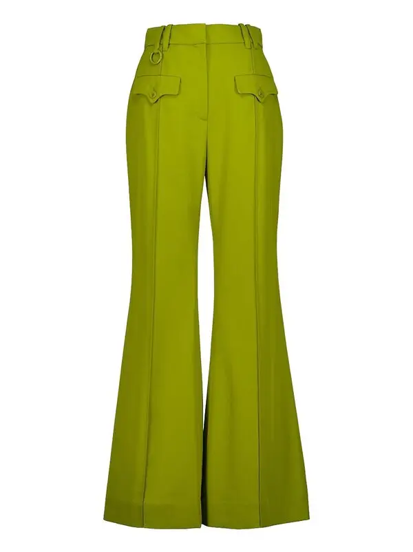 Zimmermann Luna Wool Flare Trousers - Green