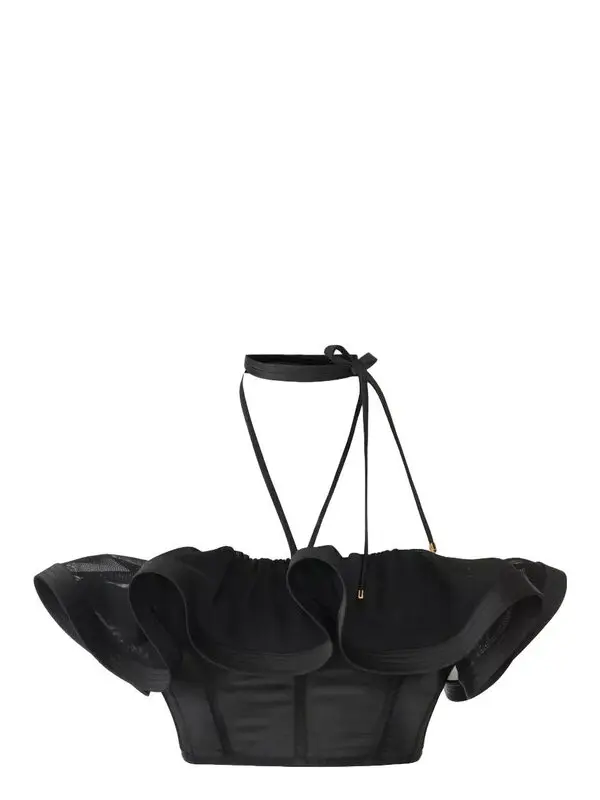 Elisabetta Franchi Ruffled Halterneck Top - Black