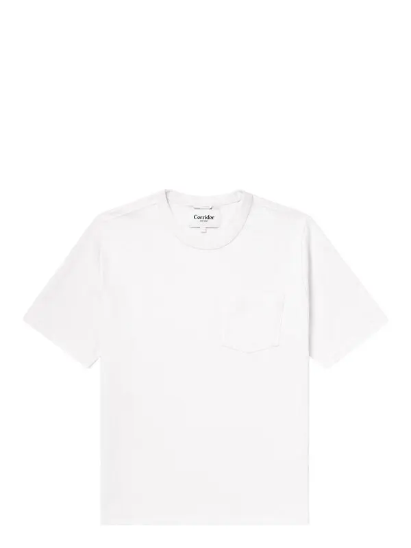 CORRIDOR Garment-dyed Cotton-jersey T-shirt - White