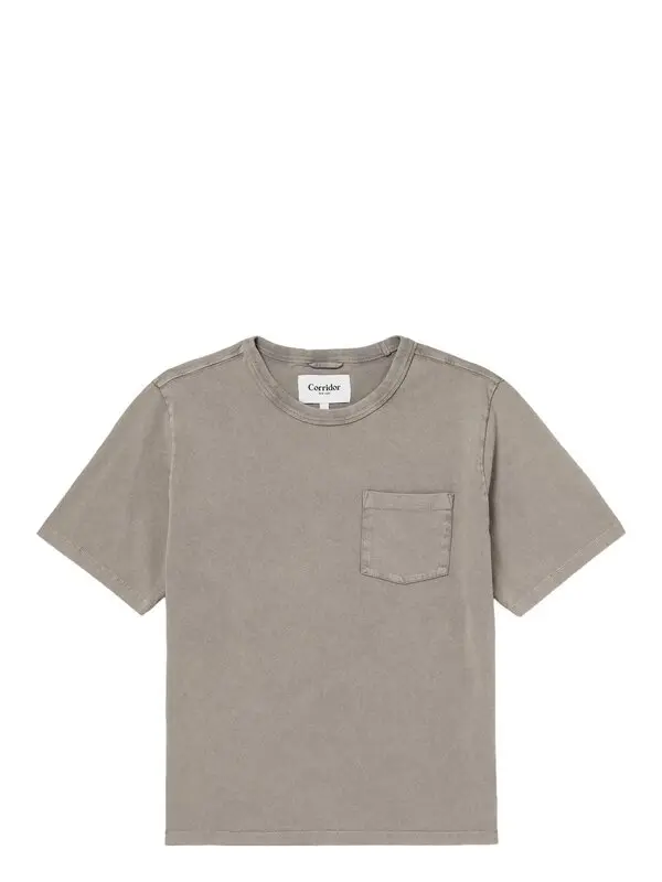 CORRIDOR Garment-dyed Cotton-jersey T-shirt - Gray