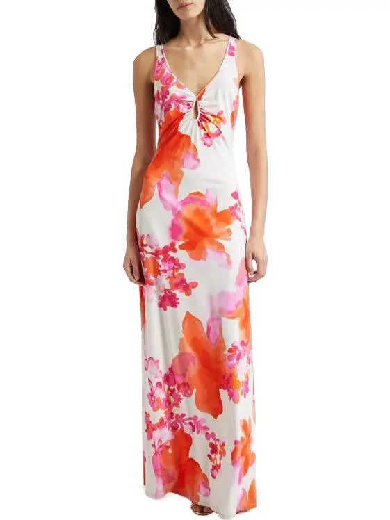 Ramy Brook Jazz Floral Knit Maxi Dress - Sunset Orange Floral