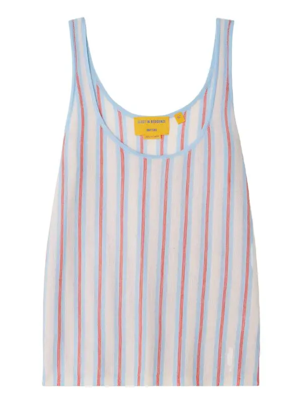 Guest In Residence Striped Cashmere Tank - Pink