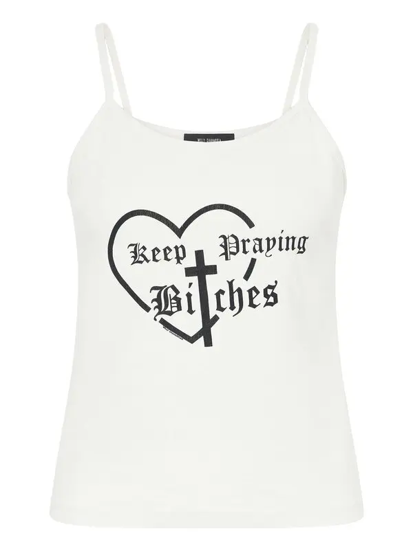WILLY CHAVARRIA Printed Cotton-jersey Tank - White