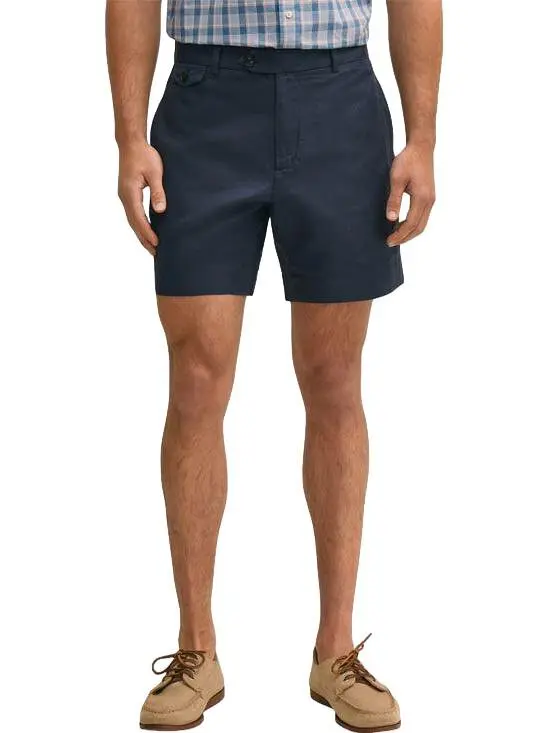 Brooks Brothers Flat-front Linen & Cotton Shorts - Mood Indigo