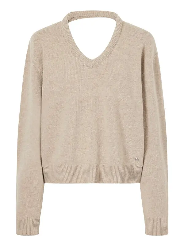 Acne Studios Leather-trimmed Wool Sweater - Neutrals