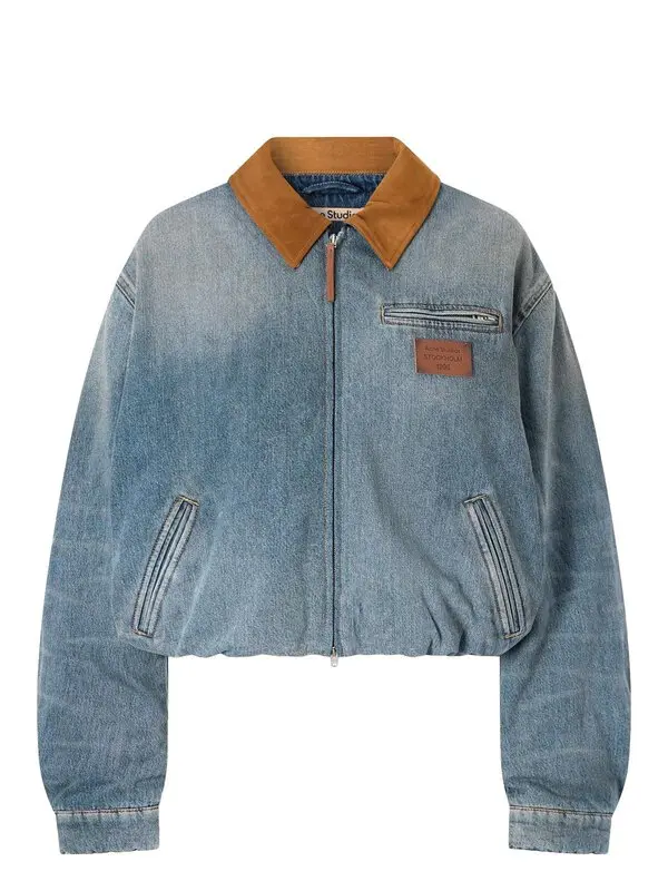 Acne Studios Suede-trimmed Denim Bomber Jacket - Blue