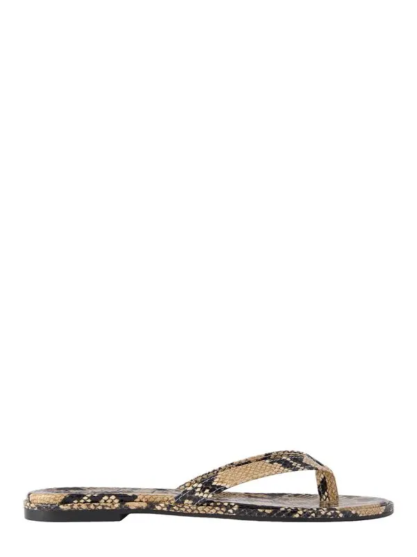AeydĒ Melody Snake-effect Leather Flip Flops - Animal Print