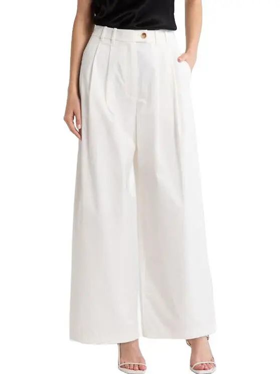 DÔEN Lisa Wide-leg Cotton Pants - Salt