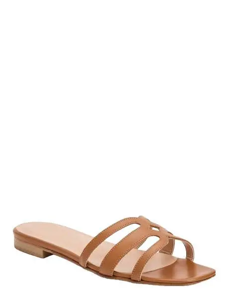 Bruno Magli Flore Leather Slide Sandal - Cognac Nappa/tonal