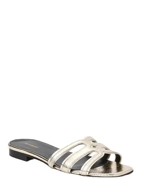Bruno Magli Flore Leather Slide Sandal - Platino/silver