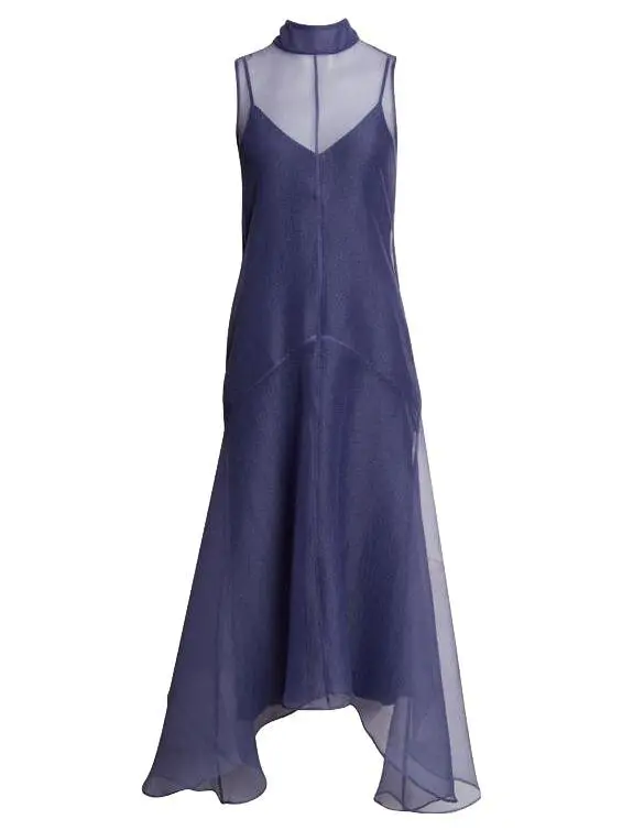 Staud Auden Sleeveless Chiffon Gown - Navy
