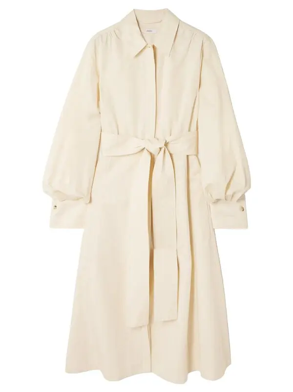 JOSEPH Ziane Belted Cotton And Linen-blend Midi Shirt Dress - Neutrals