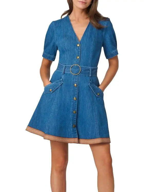Shoshanna Payton Mini Dress With Belt - Denim