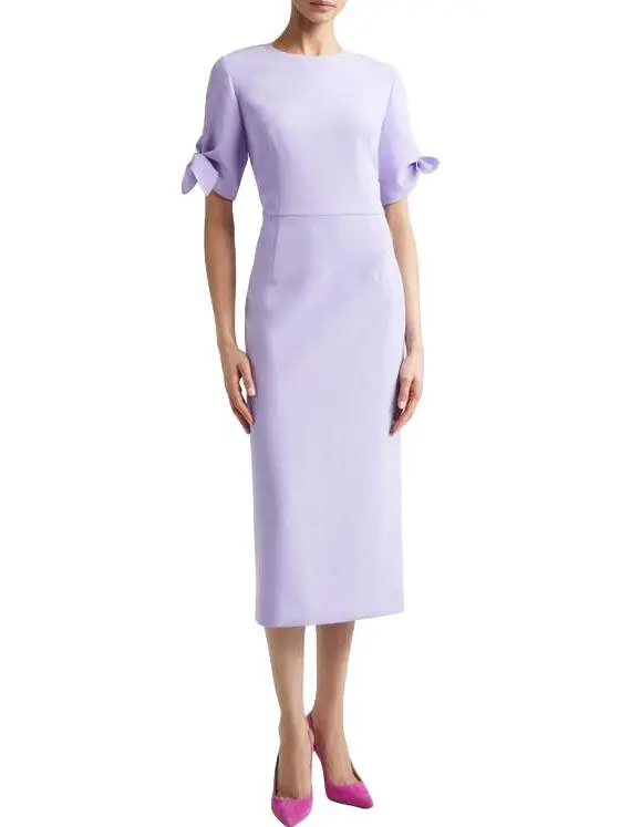 Carolina Herrera Tie-sleeve Stretch Crepe Midi Sheath Dress - Violeta