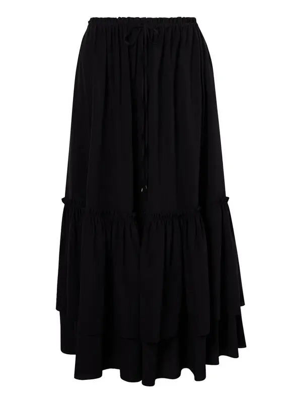 Chloé Tiered Silk Crepe De Chine Maxi Skirt - Black