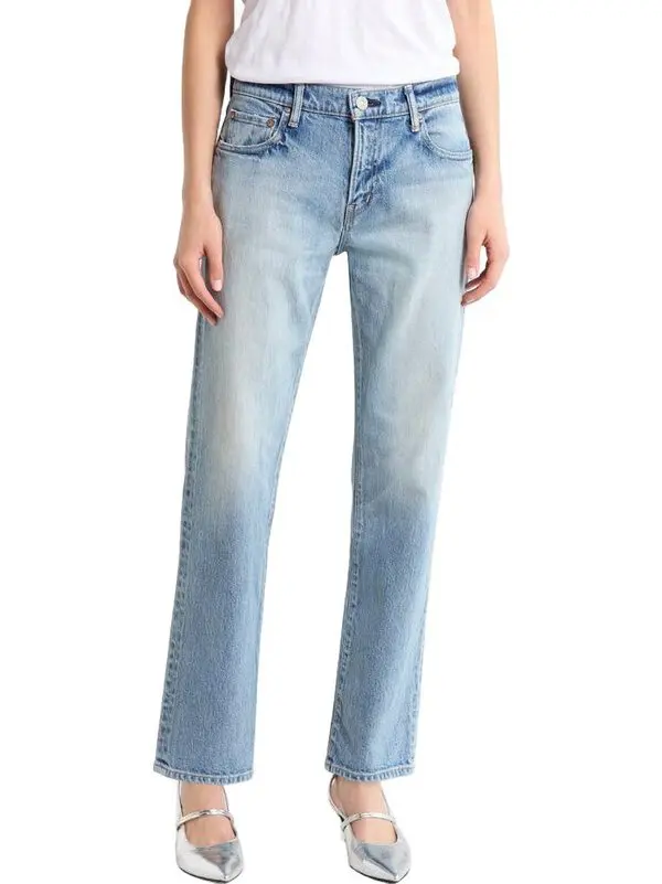 Moussy Vintage Deland High-waist Straight-leg Jeans - Light Blue