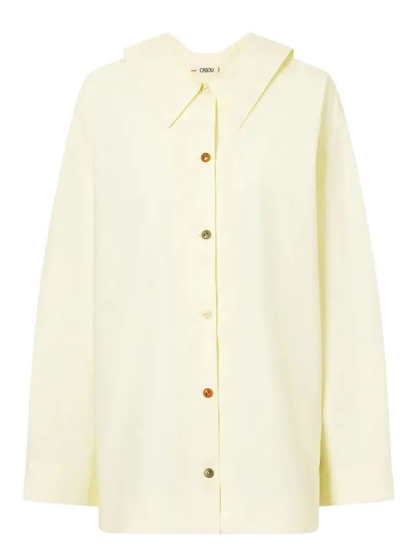 Ossou Cove Scarf-detailed Cotton-poplin Shirt - Yellow