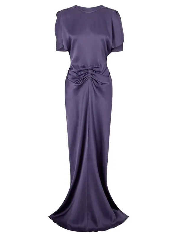 Victoria Beckham Isabella Ruched Satin Gown - Blue