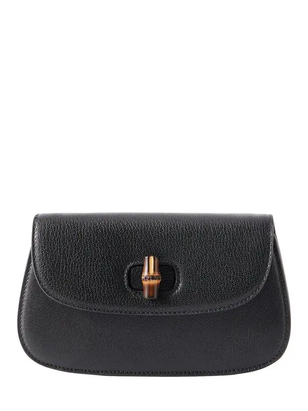 Gucci Bamboo 1947 Textured-leather Clutch - Black