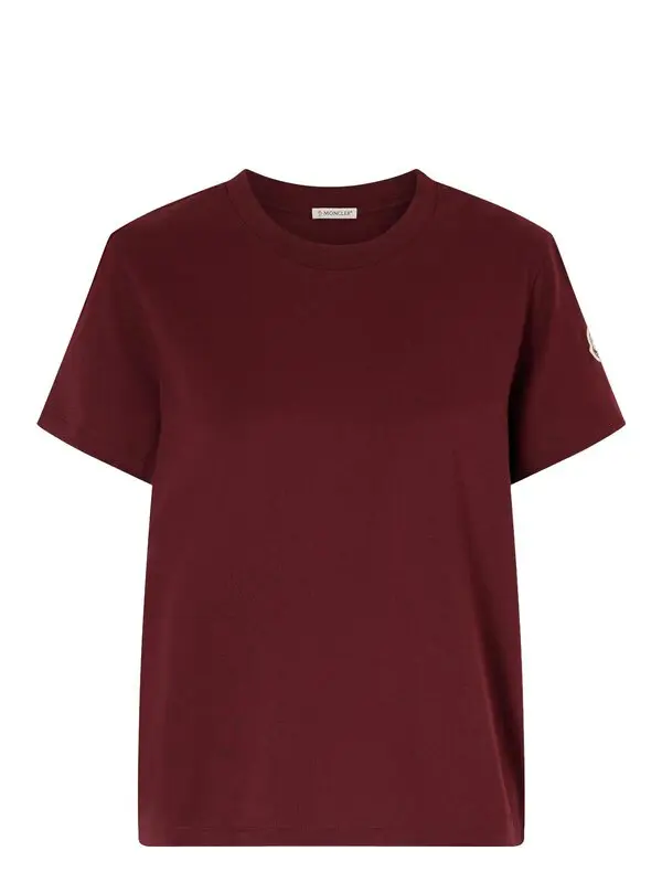 Moncler Logo-appliquéd Cotton-jersey T-shirt - Burgundy