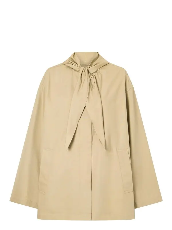 TOTEME Scarf-detailed Organic Cotton Jacket - Neutrals
