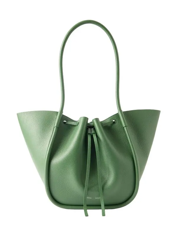 Proenza Schouler Ruched Textured-leather Tote - Green