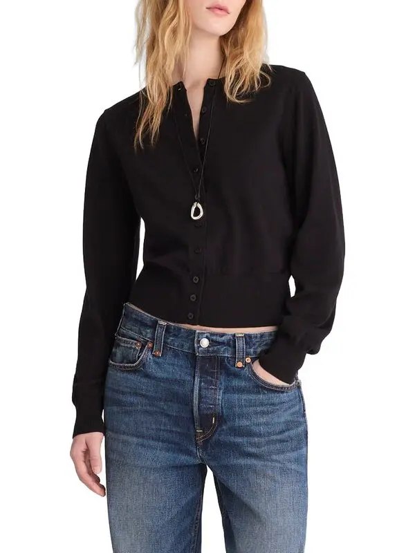 Madewell Button-front Cotton Cardigan - Jet Black