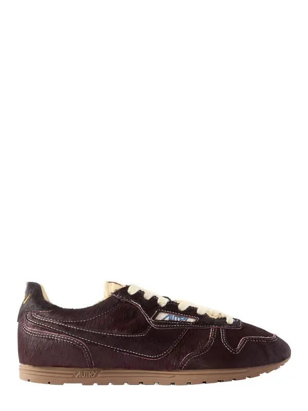 AUTRY Windspin Calf Hair Sneakers - Burgundy