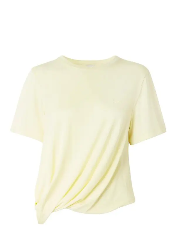 Loewe Embroidered Asymmetric Draped Jersey T-shirt - Yellow
