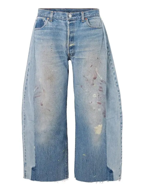 B Sides Lasso Distressed Cropped Jeans - Blue