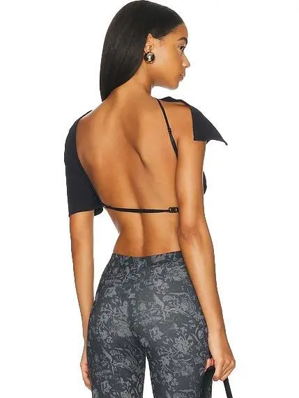 JADE CROPPER Open Back T-shirt - Black