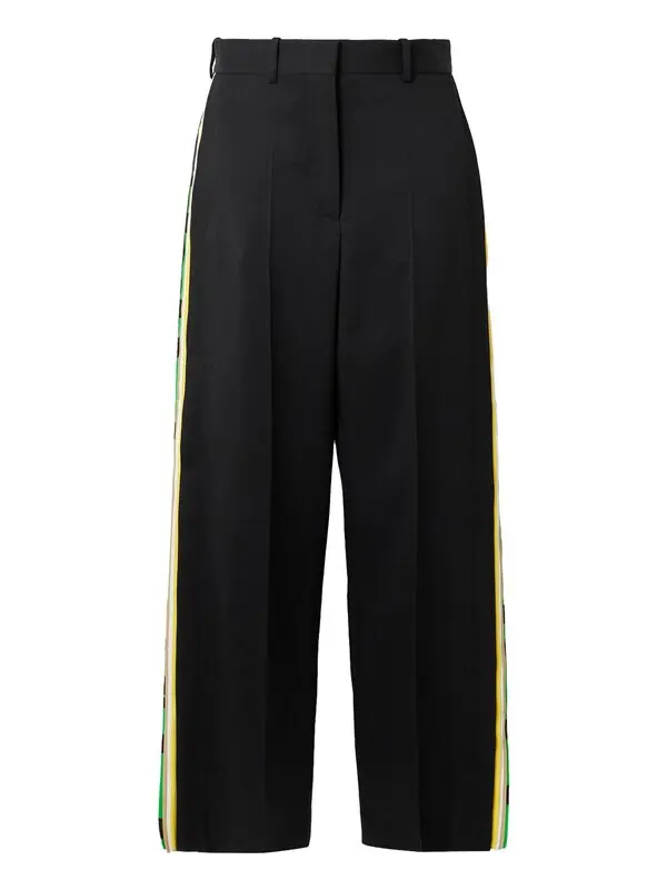 Loewe Striped Wool Straight-leg Trousers - Black