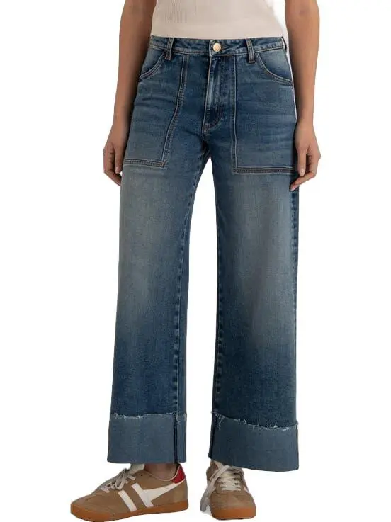 Kut From The Kloth Meg Patch Pocket High-waist Wide-leg Jeans - Witted W/medium