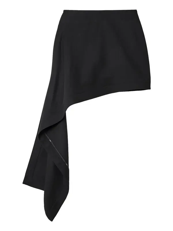 Loewe Asymmetric Wool-twill Mini Skirt - Black