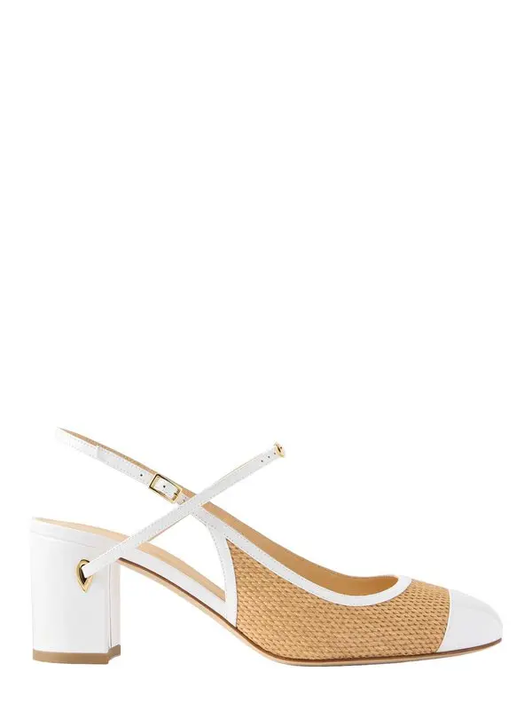 Jennifer Chamandi Leather And Raffia Pumps - White
