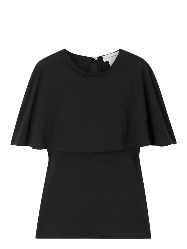 LANVIN Cape-effect Cotton And Silk-blend T-shirt - Black