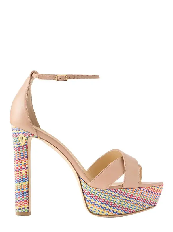 Jennifer Chamandi Leonardo 130 Leather Platform Slingback Sandals - Multi