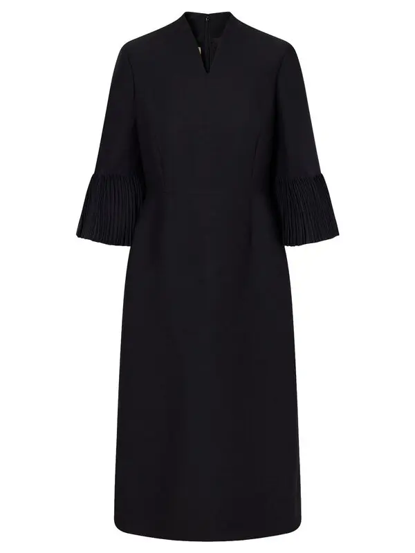 Valentino Garavani Wool And Silk-blend Crepe Midi Dress - Black