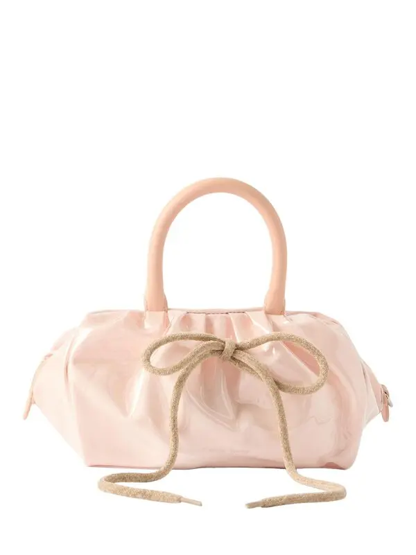Simone Rocha Bow-detailed Leather And Chenille-trimmed Vinyl Tote - Pink