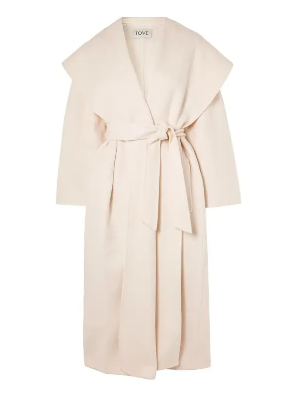 Tove Ondine Belted Wool-blend Coat - Neutrals