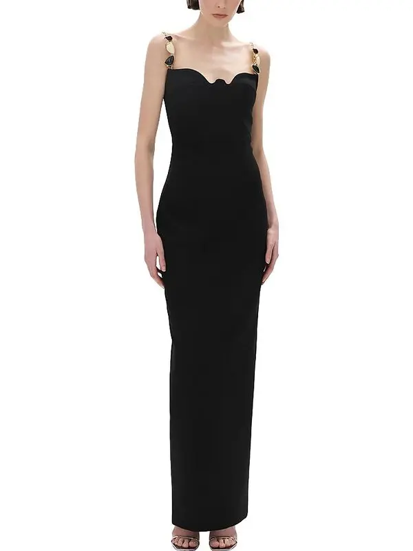 Rachel Gilbert Riccardo Chain Strap Gown - Black