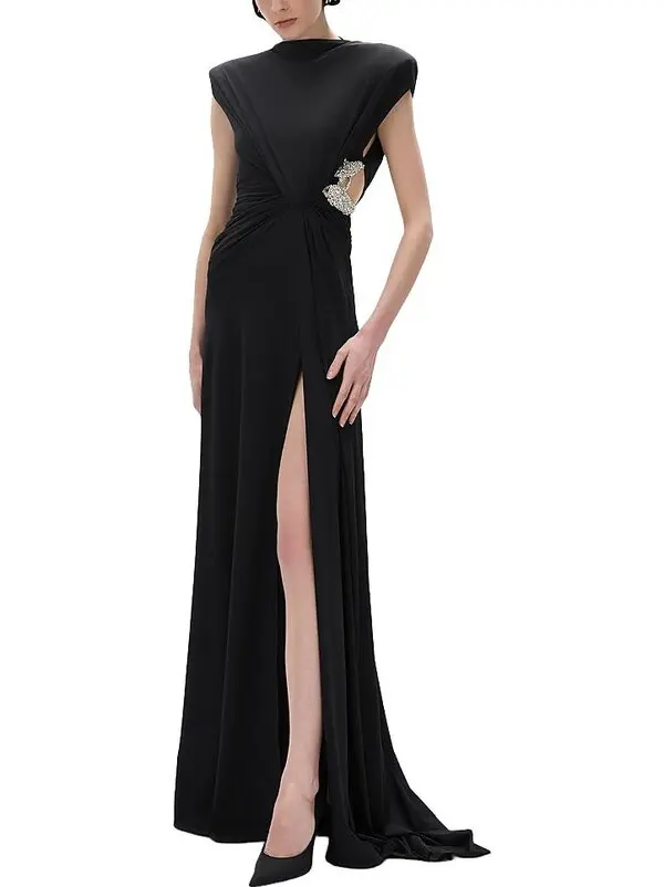 Rachel Gilbert Rico Side Cutout Gown - Black