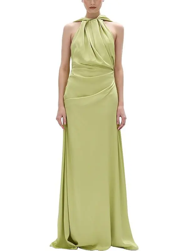 Rachel Gilbert Hallie Draped Cape Gown - Lime