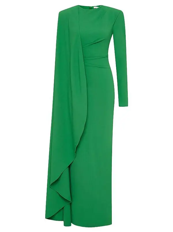 Rachel Gilbert Dion Cape Gown - Emerald