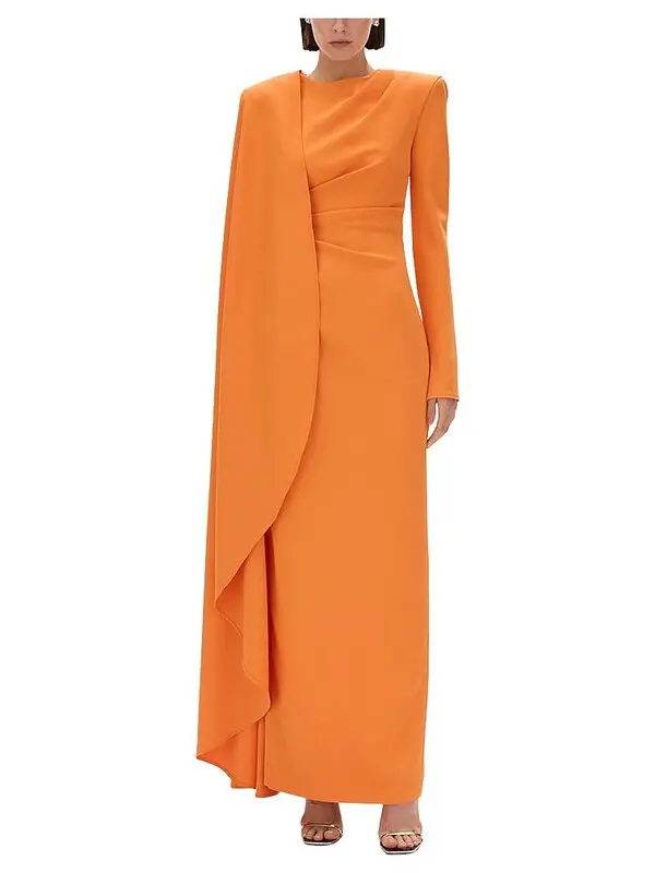 Rachel Gilbert Dion Cape Gown - Orange