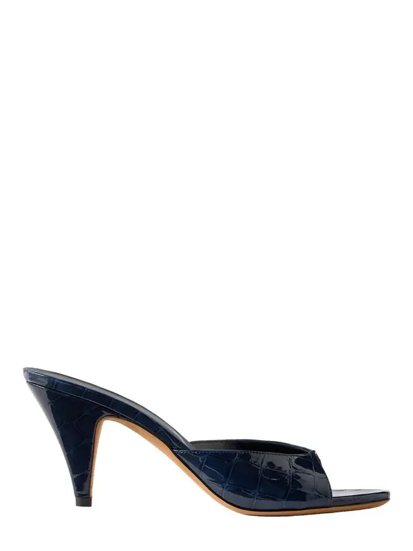 JUDE Haze Croc-effect Leather Mules - Navy