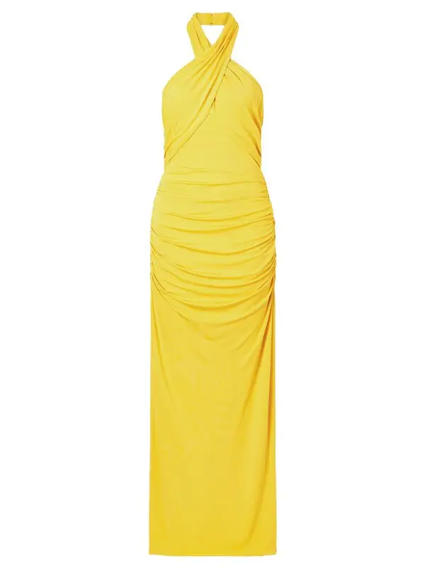 Carolina Herrera Satin Halterneck Gown - Yellow