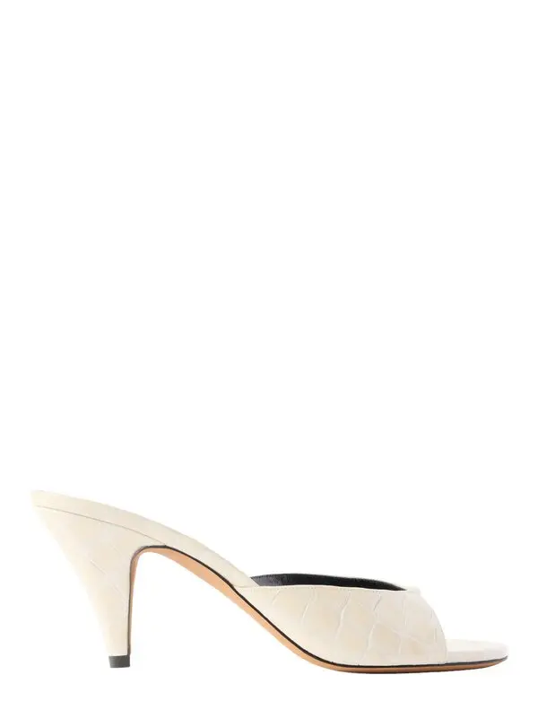 JUDE Haze Croc-effect Leather Mules - Cream